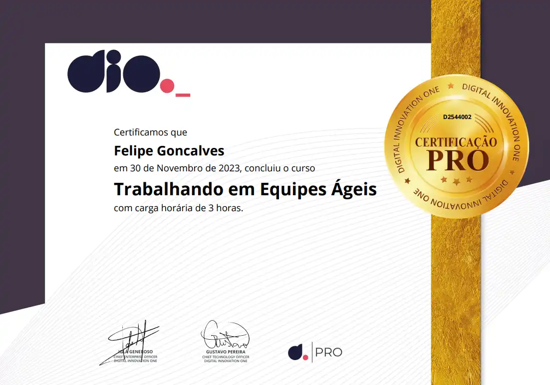 Primeiro certificado DIO!