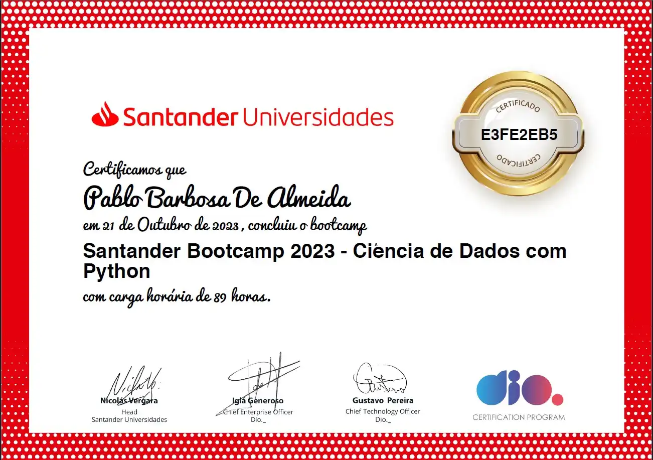 Santander Bootcamp 2023 - Data Science com Python