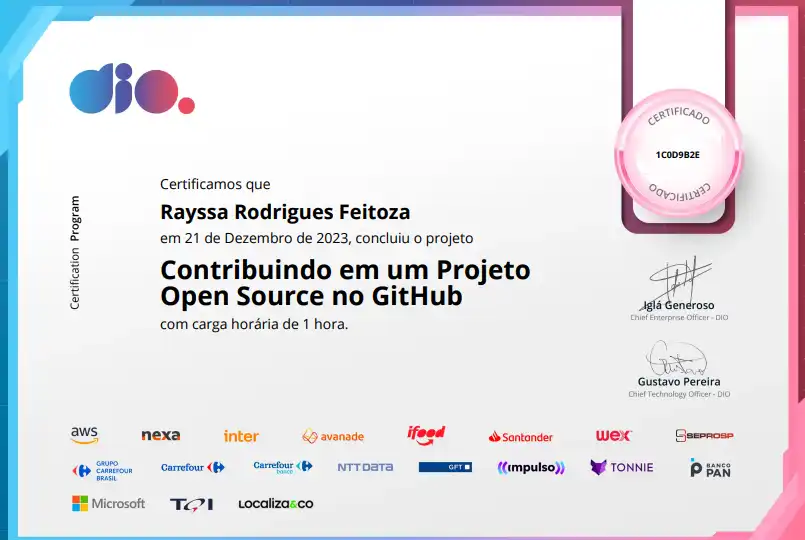 Conclusão de mais um desafio da Dio!