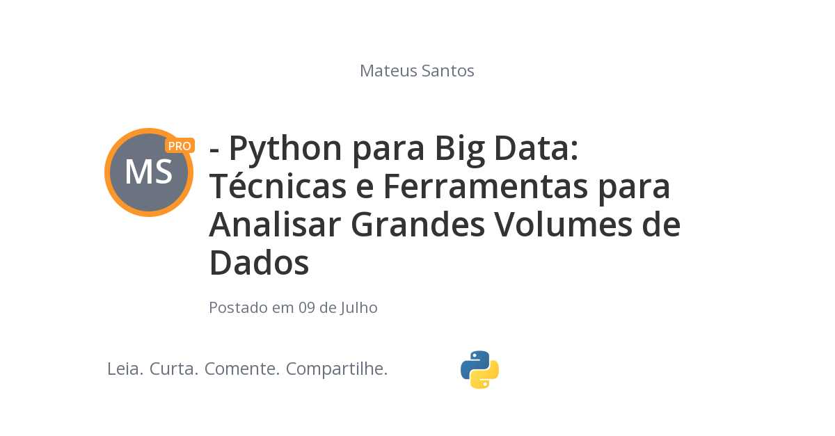 - Python para Big Data: Técnicas e Ferramentas para Analisar Grandes Volumes de Dados