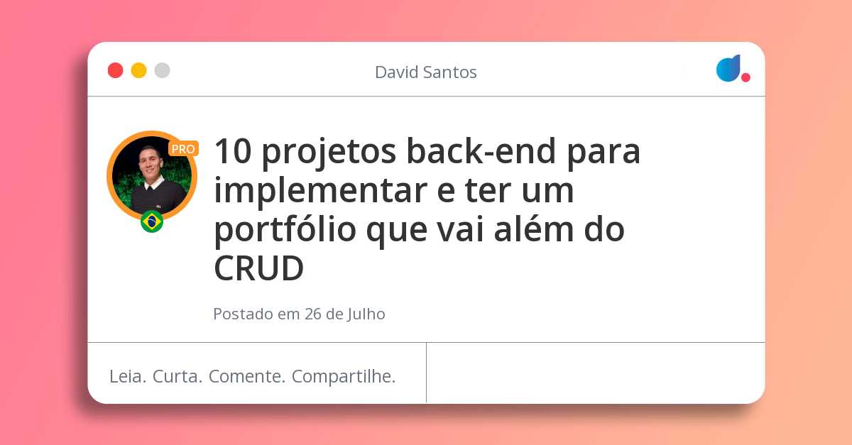 10 Projetos De Backend Awari Inspiração e Desenvolvimento - Qualidade