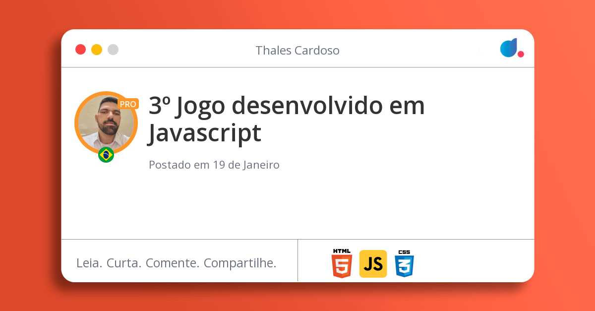 3º Jogo desenvolvido em Javascript