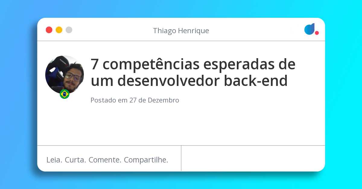7 competências esperadas de um desenvolvedor back-end