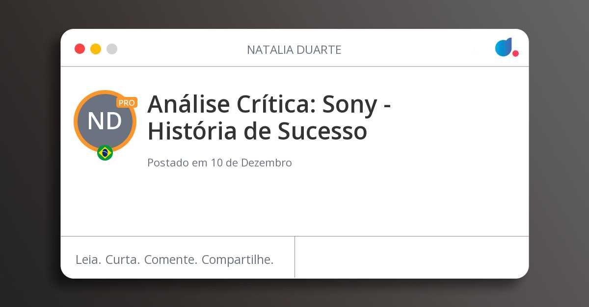Análise Crítica: Sony - História de Sucesso