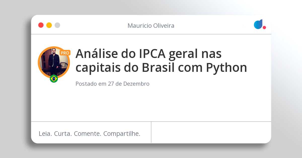 Análise do IPCA geral nas capitais do Brasil com Python