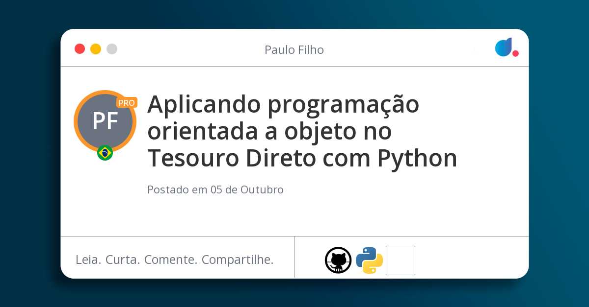 Aplicando programação orientada a objeto no Tesouro Direto com Python