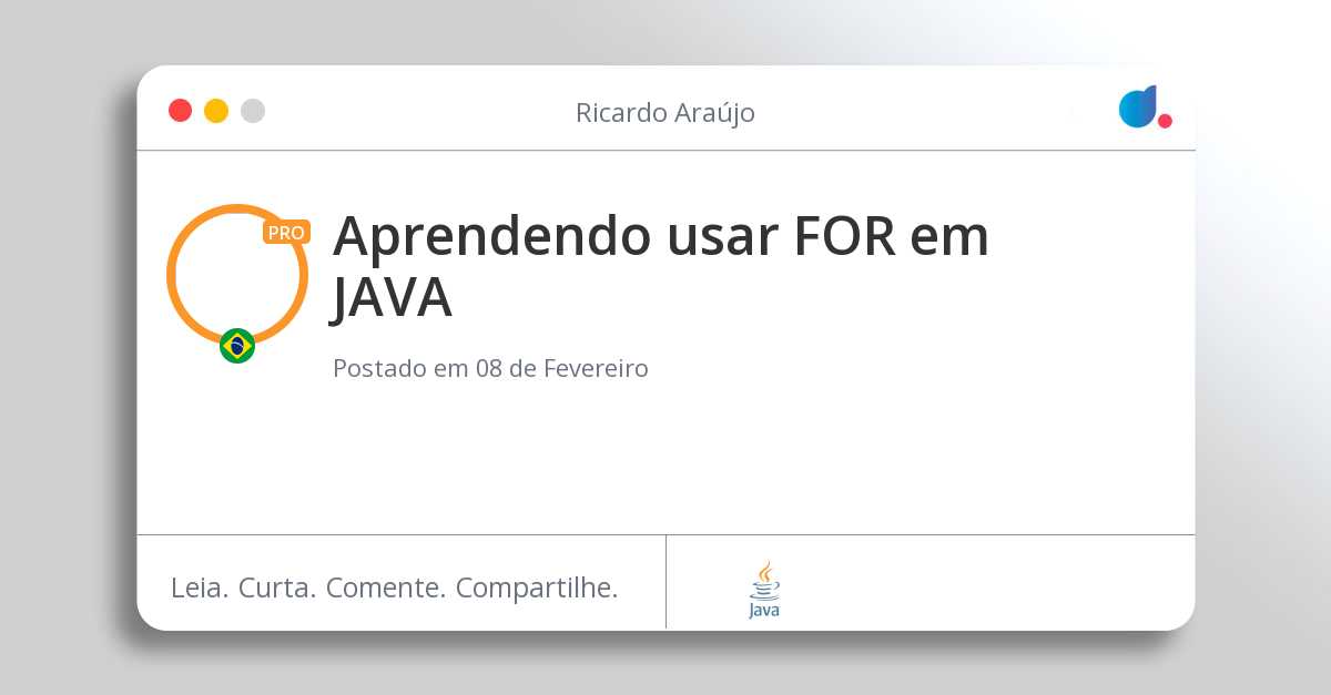Aprendendo usar FOR em JAVA