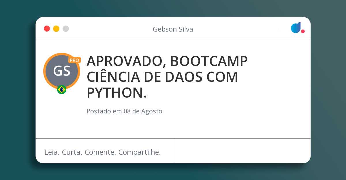 APROVADO, BOOTCAMP CIÊNCIA DE DADOS COM PYTHON.