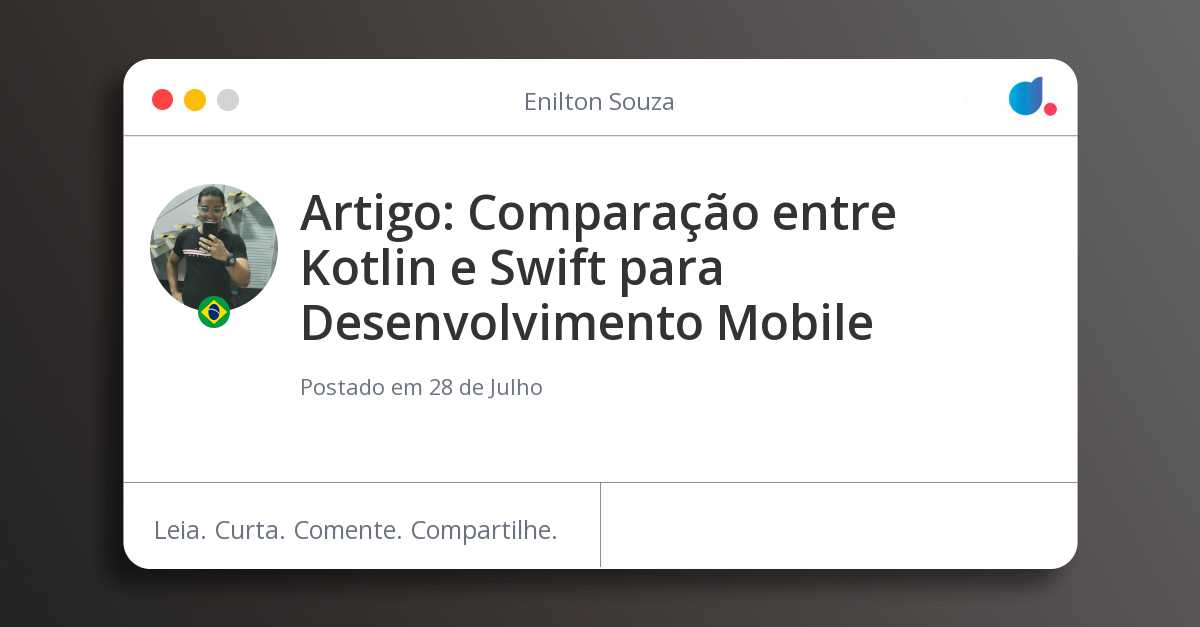 Artigo Comparação Entre Kotlin E Swift Para Desenvolvimento Mobile
