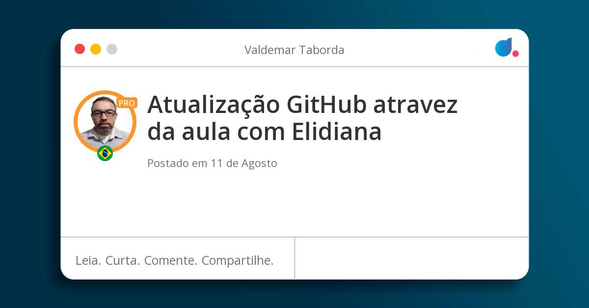 Atualização GitHub atravez da aula com Elidiana