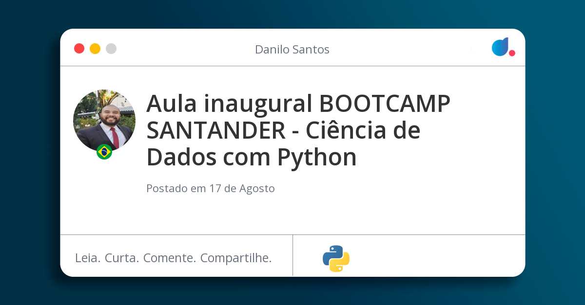 Aula inaugural BOOTCAMP SANTANDER - Ciência de Dados com Python