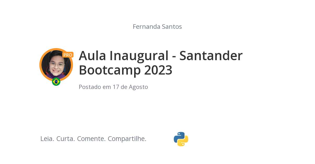 Aula Inaugural - Santander Bootcamp 2023