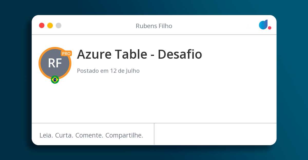 Azure Table - Desafio