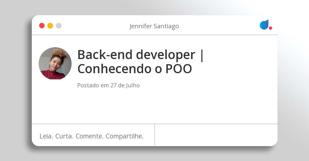 Back-end developer | Conhecendo o POO