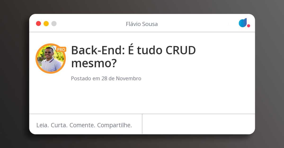 Back-End: É tudo CRUD mesmo?