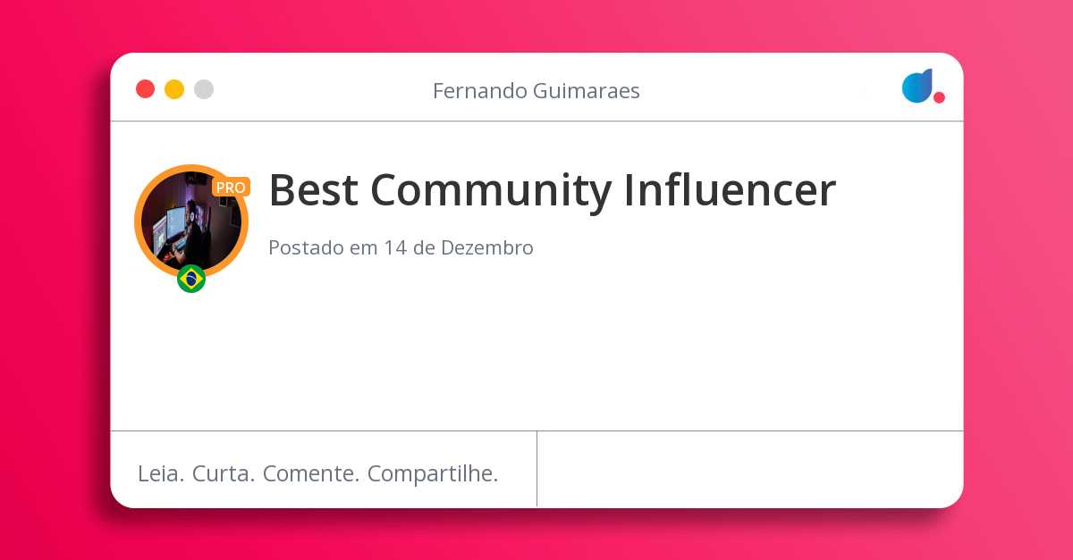 Best Community Influencer | Fernando Guimaraes | DIO