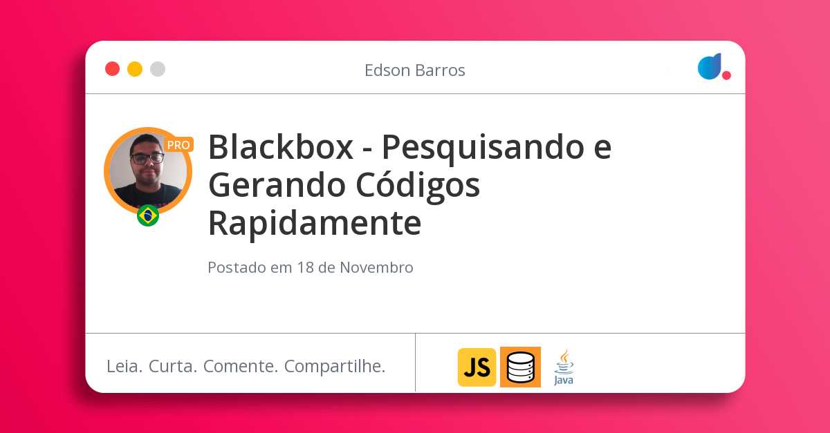 Blackbox - Pesquisando e Gerando Códigos Rapidamente