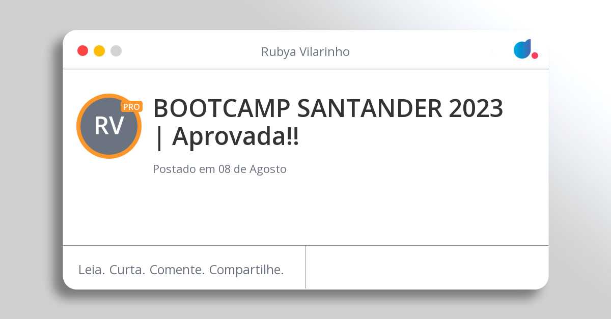 BOOTCAMP SANTANDER 2023 | Aprovada!!