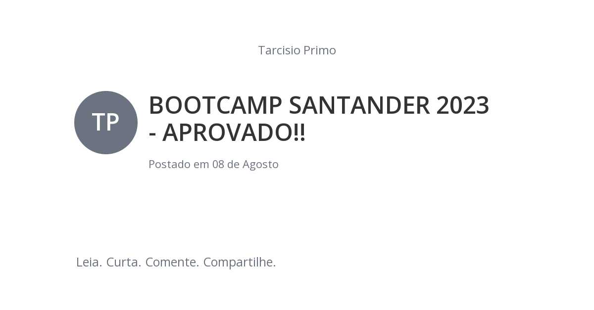 BOOTCAMP SANTANDER 2023 - APROVADO!!