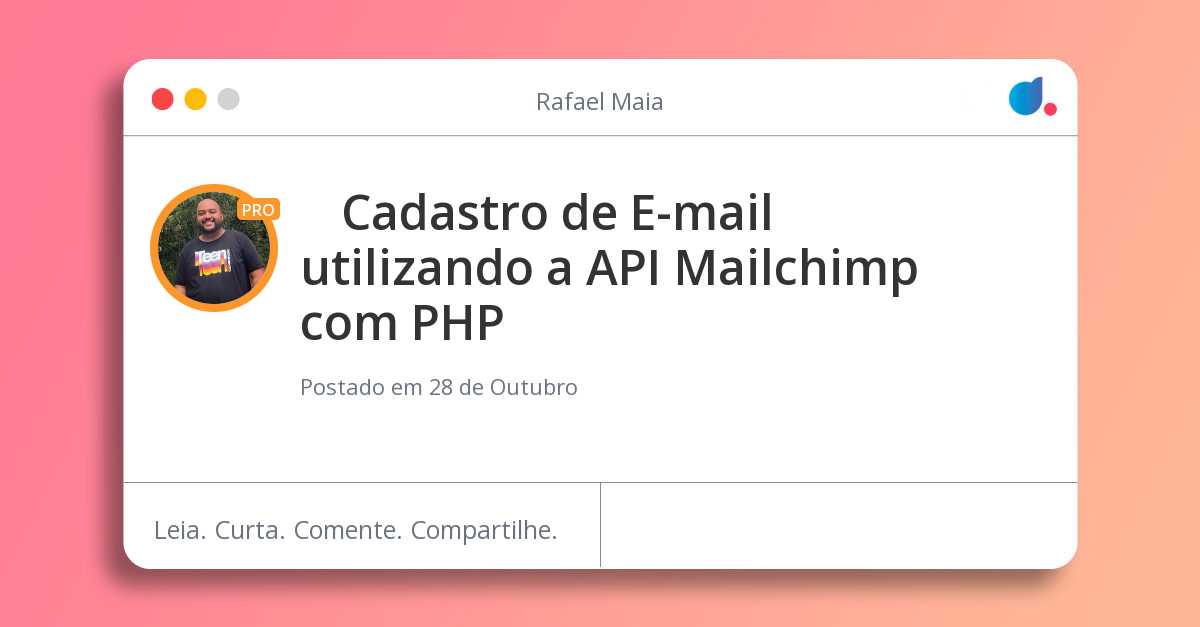 📧 Cadastro de E-mail utilizando a API do Mailchimp com PHP