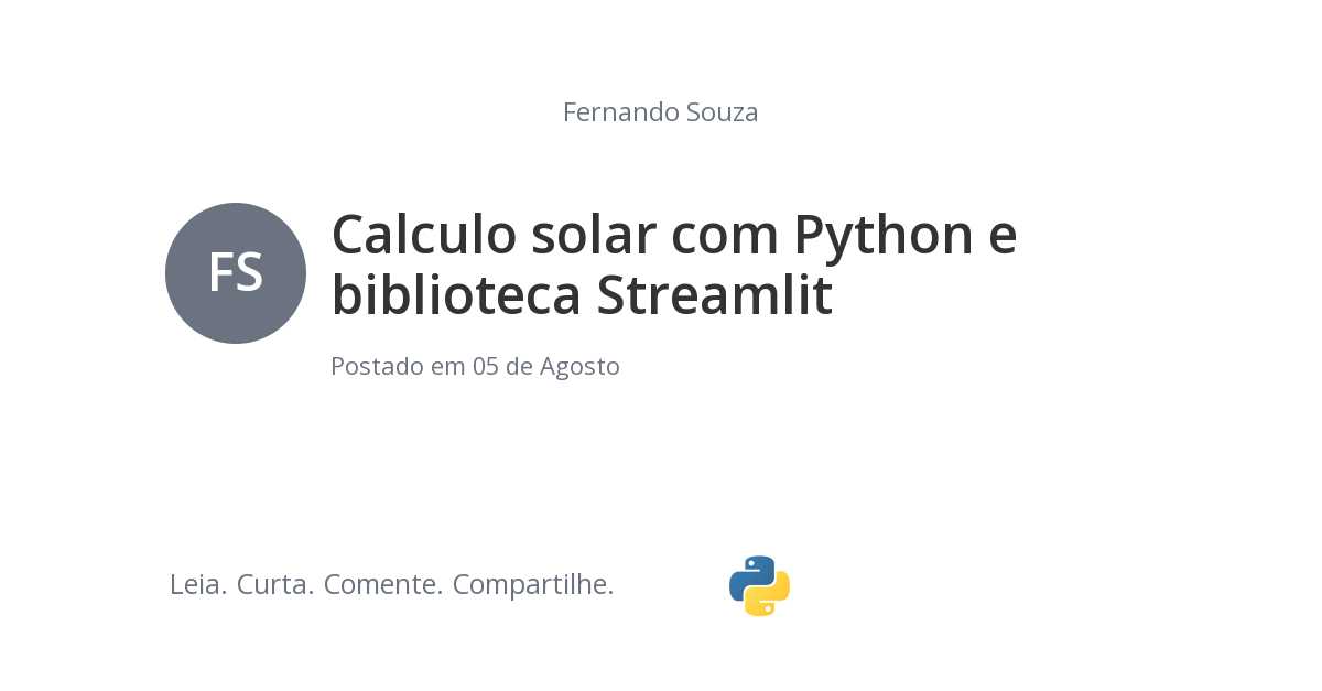 Calculo solar com Python e biblioteca Streamlit