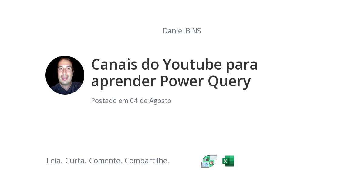 Canais do Youtube para aprender Power Query