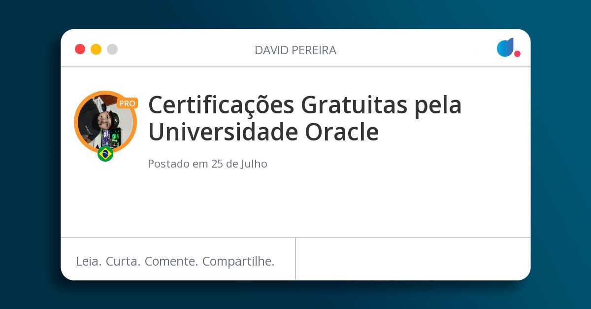 Certificações Gratuitas Pela Universidade Oracle