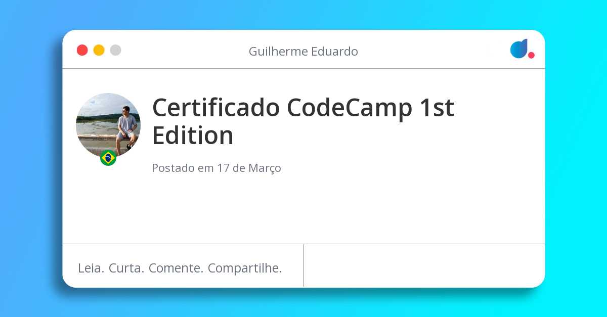 Certificado CodeCamp 1st Edition