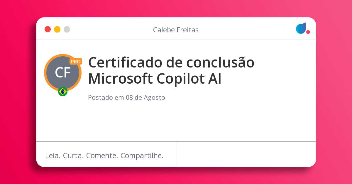 Certificado de conclusão Microsoft Copilot AI