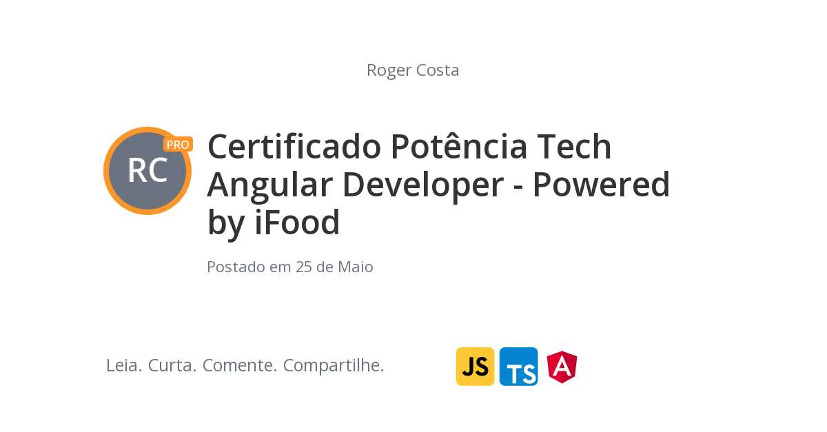 Certificado Potência Tech Angular Developer - Powered by iFood
