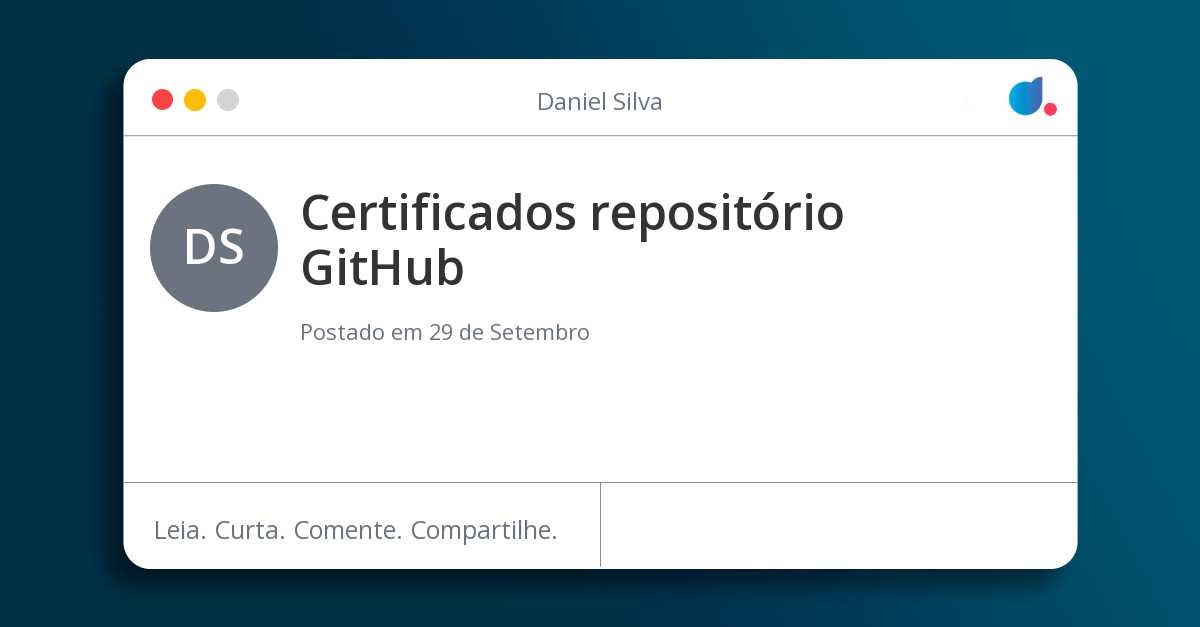 Certificados repositório GitHub