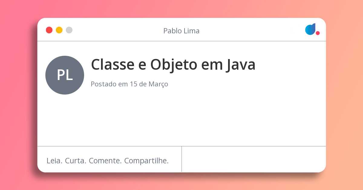 Classe E Objeto Em Java 