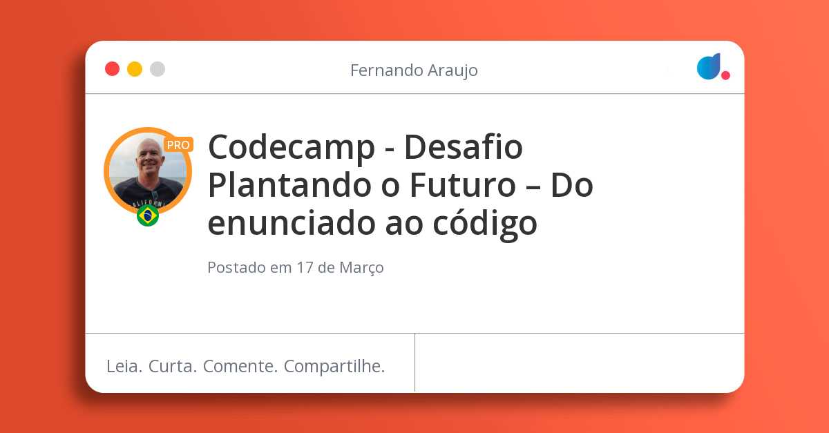 Codecamp - Desafio Plantando o Futuro – Do enunciado ao código