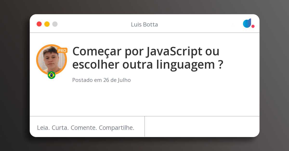 Começar Por Javascript Ou Escolher Outra Linguagem