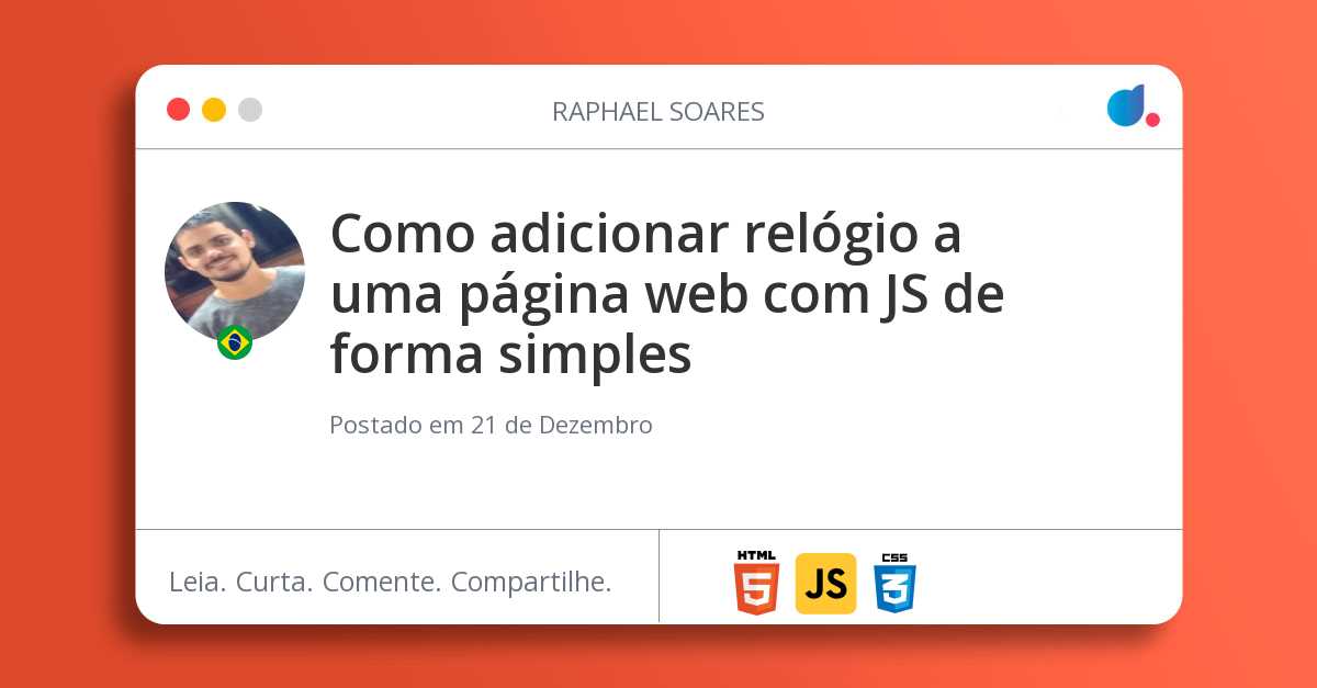 Como adicionar relógio a uma página web com JS de forma simples