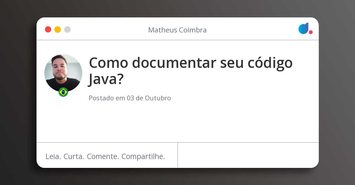 Como documentar seu código Java? | Matheus Coimbra | Java | DIO