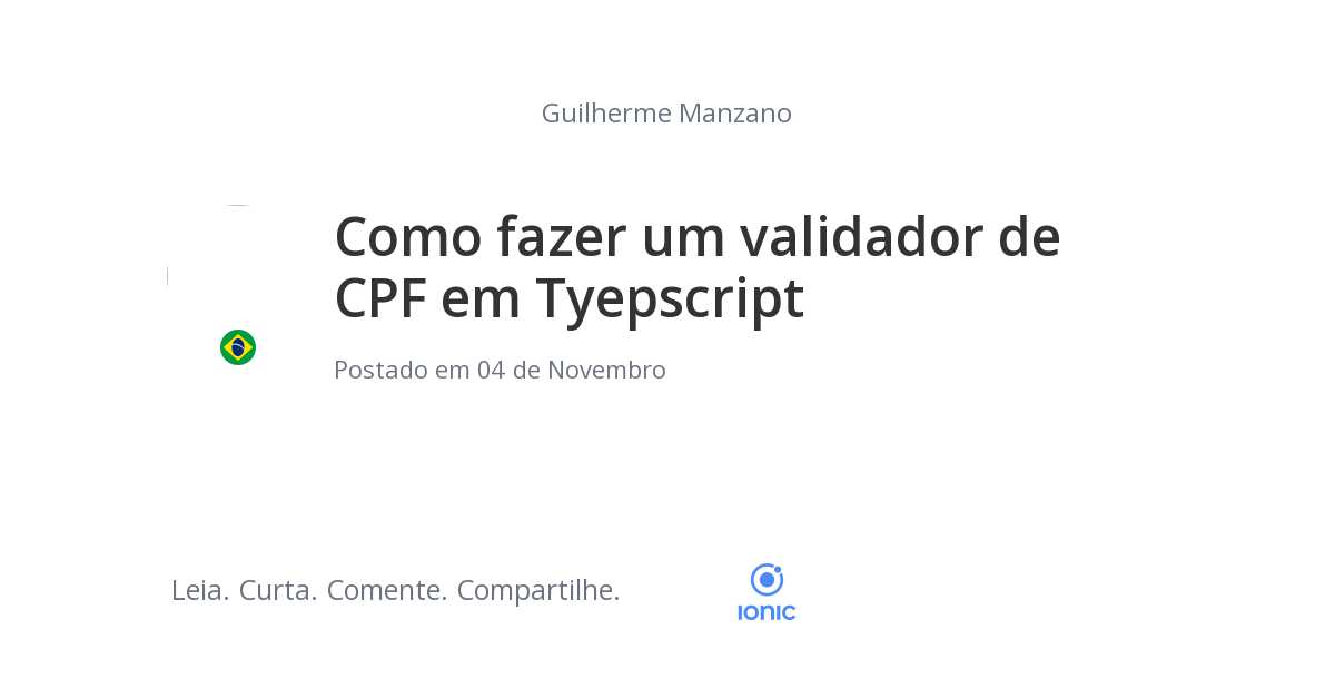Como fazer um validador de CPF em Tyepscript