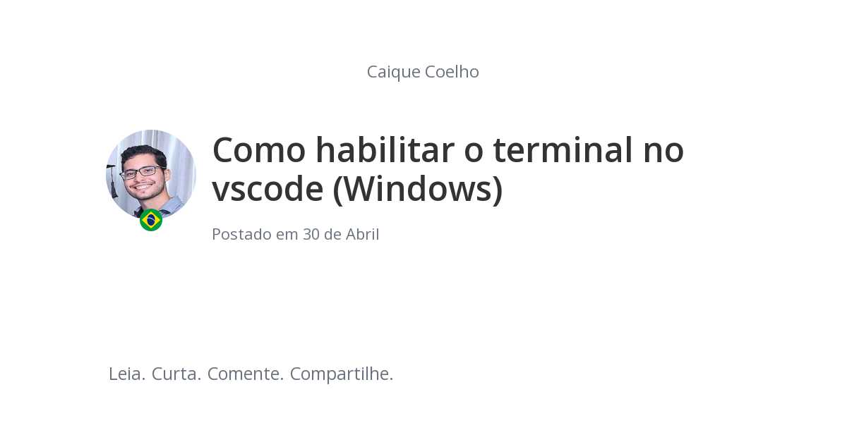 Como habilitar o terminal no vscode (Windows)
