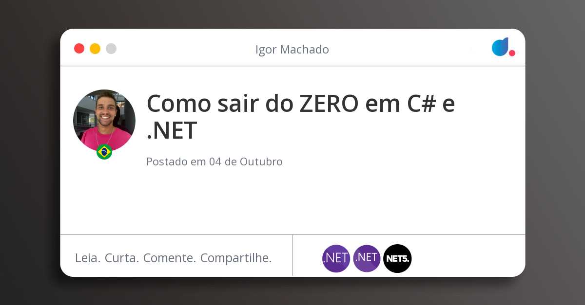 Como sair do ZERO em C# e .NET