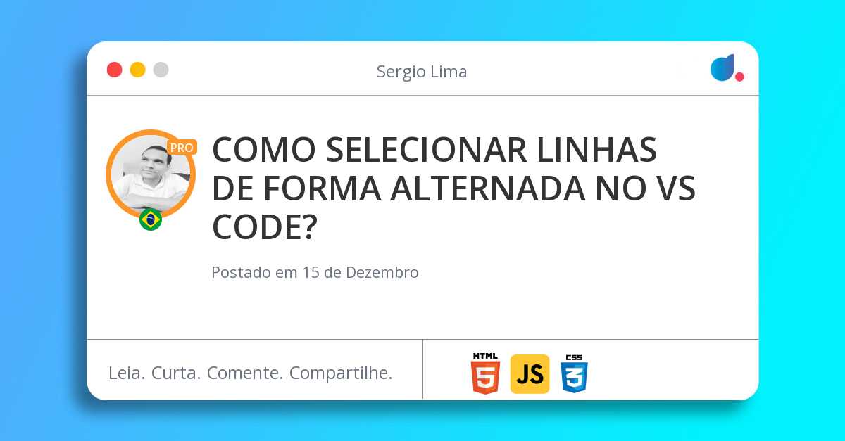 COMO SELECIONAR LINHAS DE FORMA ALTERNADA NO VS CODE?