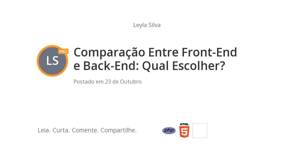 Comparação Entre Front-End e Back-End: Qual Escolher?
