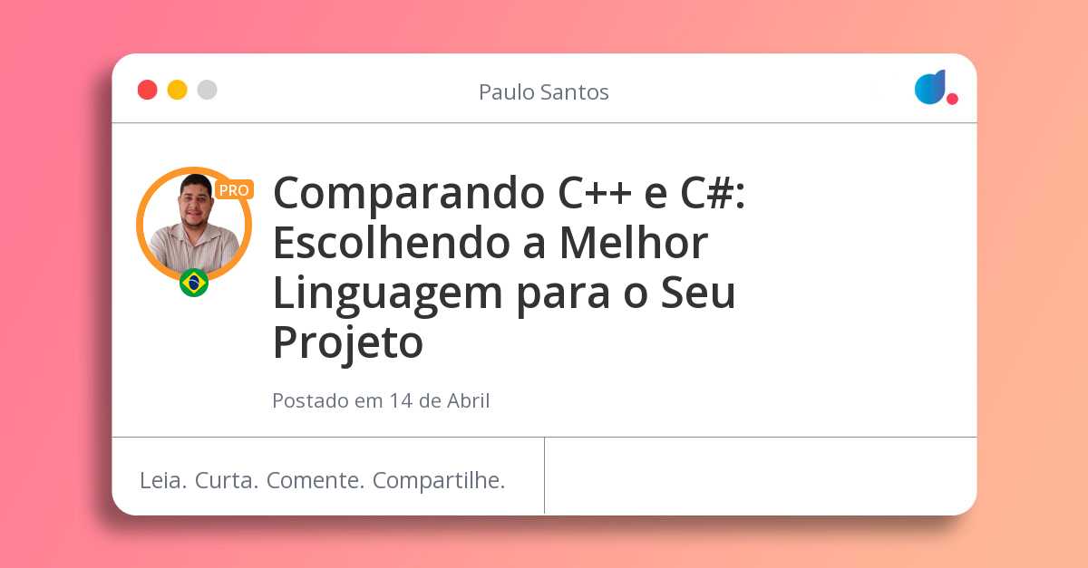 Comparando C++ e C#: Escolhendo a Melhor Linguagem para o Seu Projeto