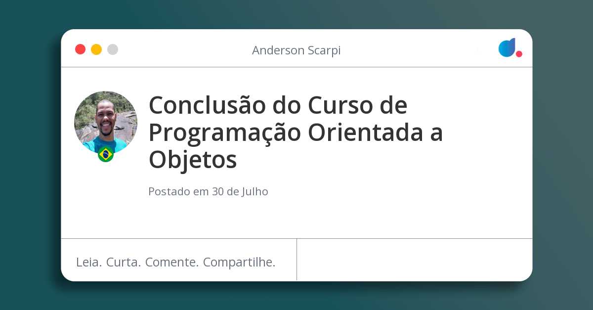Conclusão Do Curso De Programação Orientada A Objetos