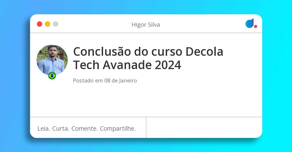 Conclusão do curso Decola Tech Avanade 2024