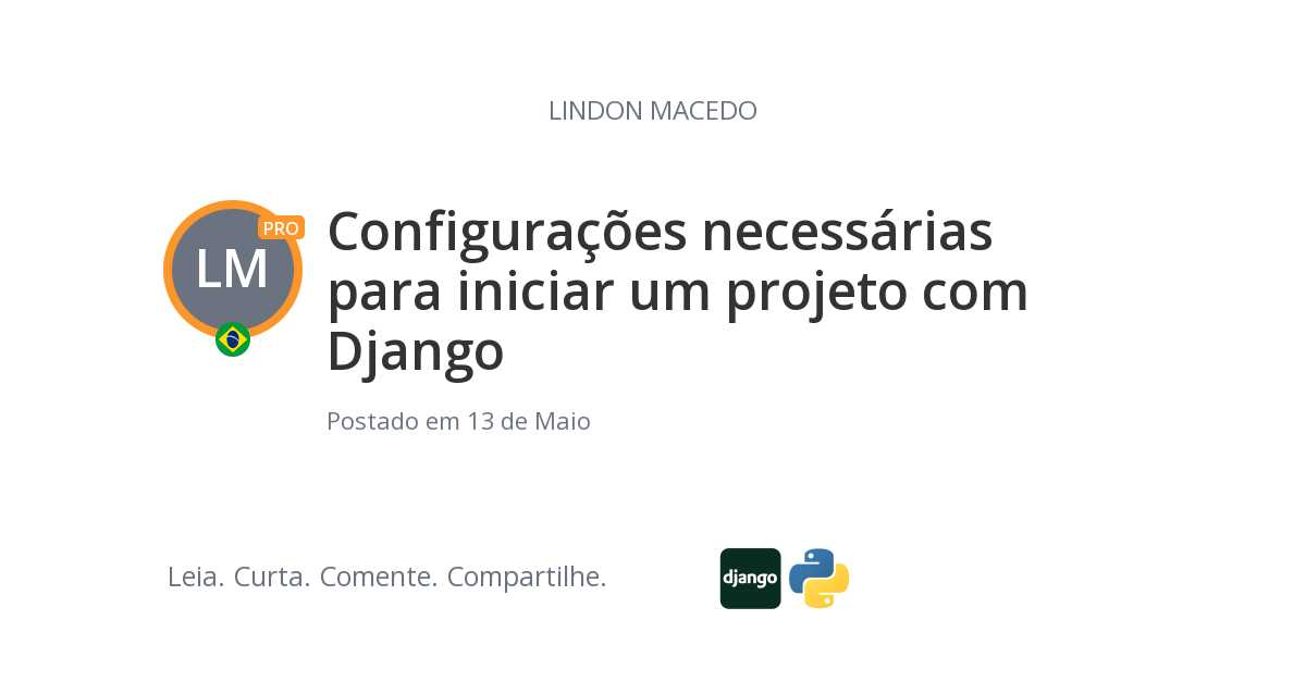 Configurações necessárias para iniciar um projeto com Django