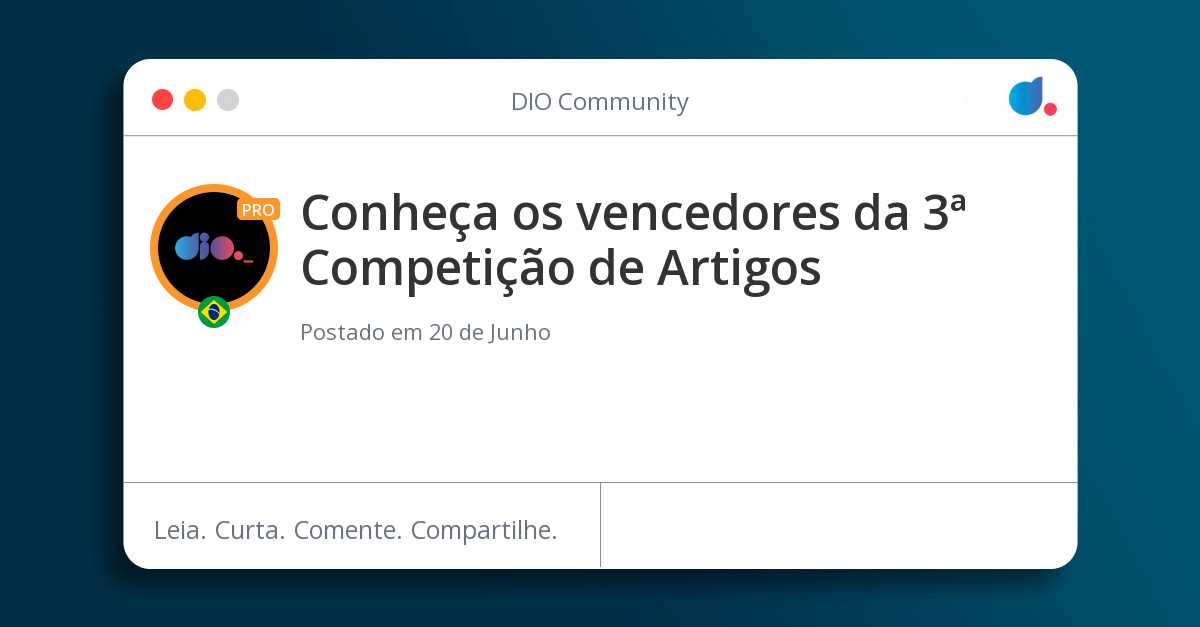 Conheça os vencedores da 3ª Competição de Artigos