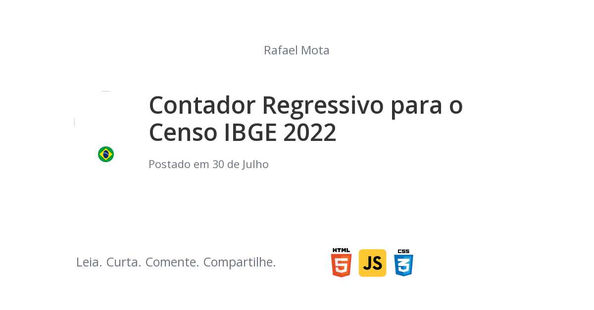 Contador Regressivo para o Censo IBGE 2022