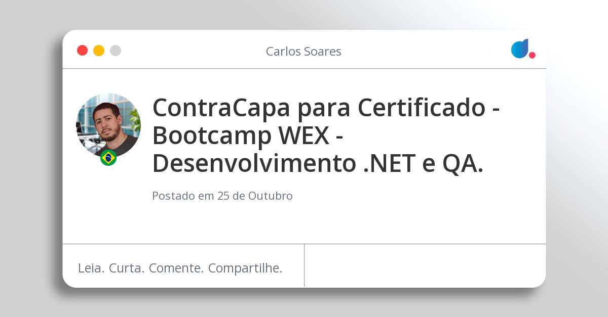Contracapa Para Certificado Bootcamp Wex Desenvolvimento Net E Qa