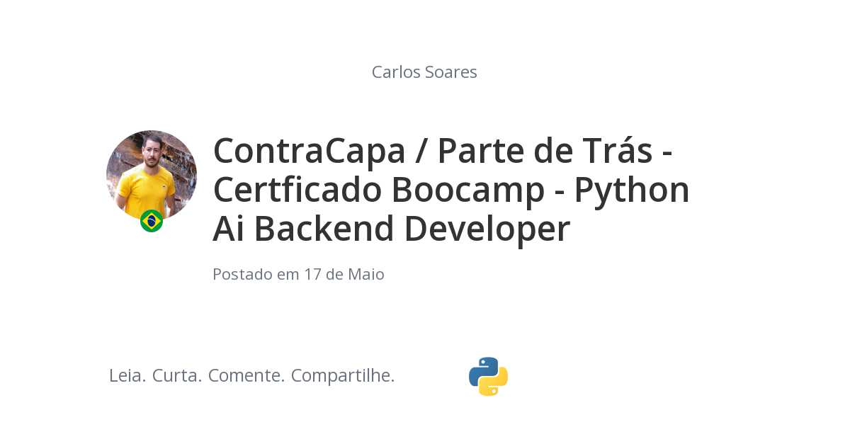 Contracapa Parte De Trás Certificado Bootcamp Python Ai Backend