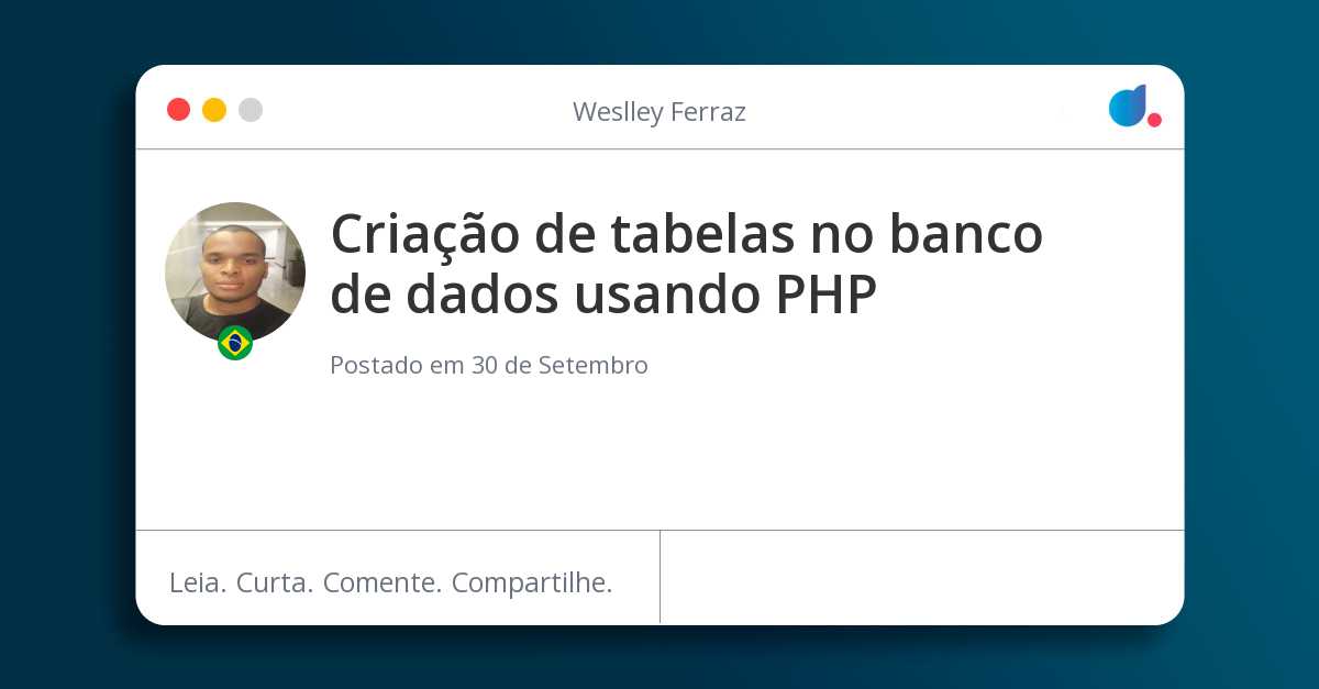 Criação de tabelas no banco de dados usando PHP